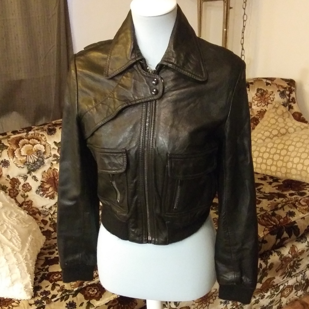 Vintage Skin Flair 100% Leather Motorcycle Jacket - Gem
